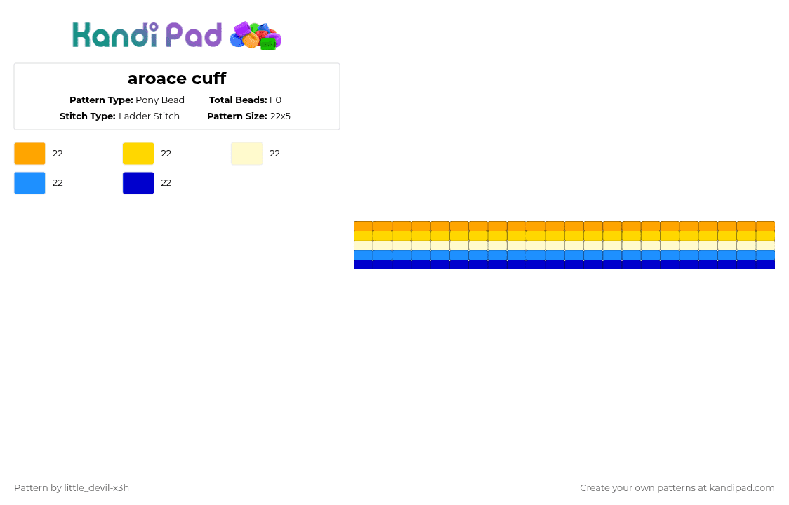 Aroace cuff Pony Bead Pattern - Kandi Pad | Kandi Patterns, Fuse Bead ...