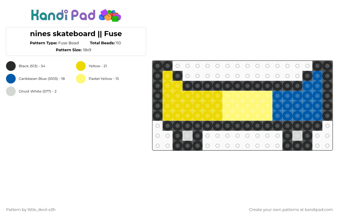 Nines skateboard || Fuse Fuse Bead Pattern - Kandi Pad | Kandi Patterns ...