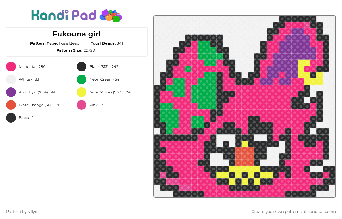 Fukouna girl Fuse Bead Pattern - Kandi Pad | Kandi Patterns, Fuse Bead ...