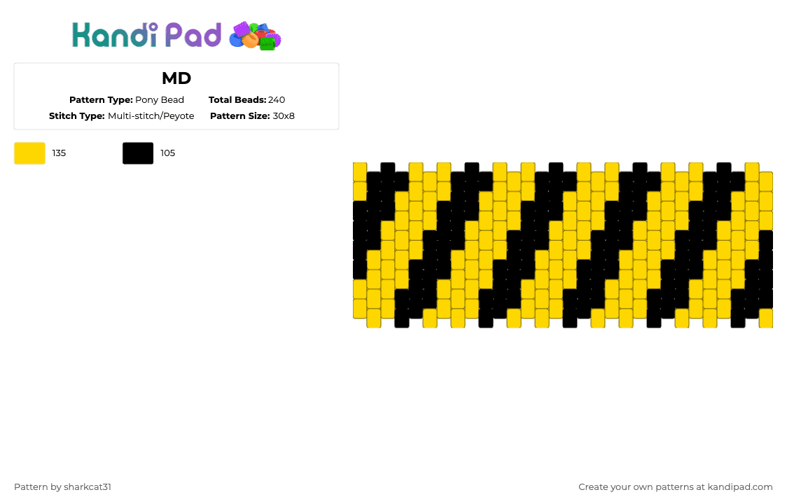 MD Pony Bead Pattern - Kandi Pad | Kandi Patterns, Fuse Bead Patterns ...