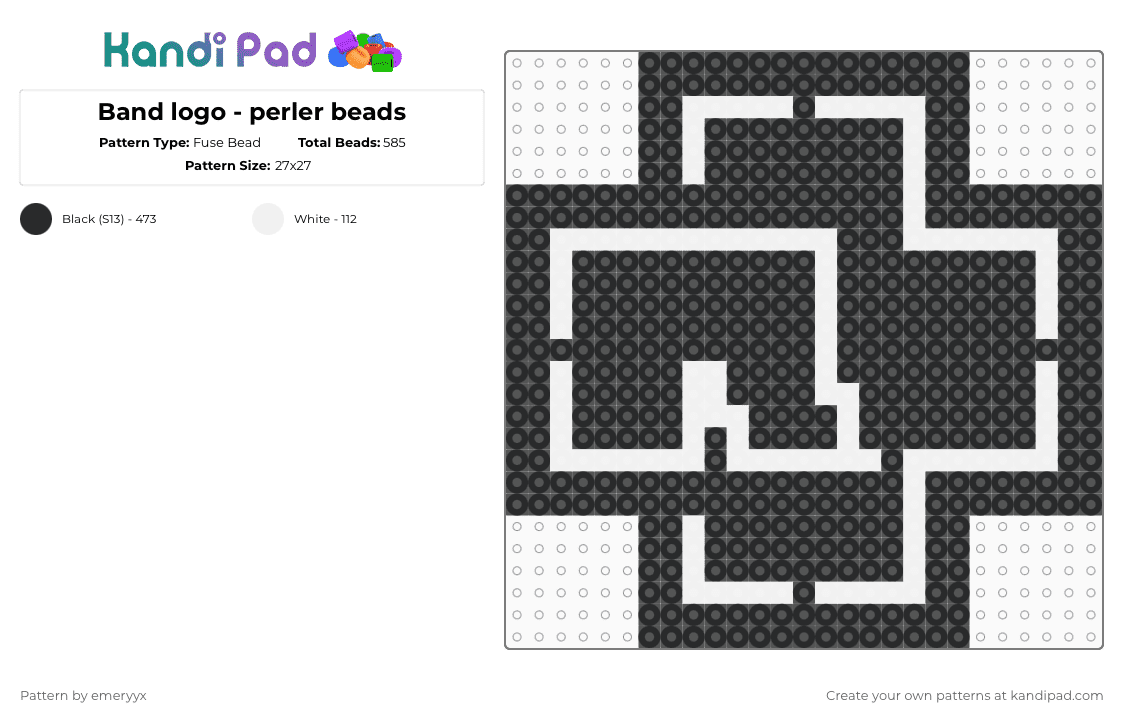 Band logo - perler beads Fuse Bead Pattern - Kandi Pad | Kandi Patterns ...
