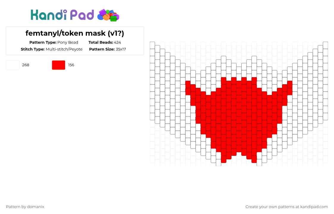 Femtanyl/token mask (v1?) Pony Bead Pattern - Kandi Pad | Kandi ...