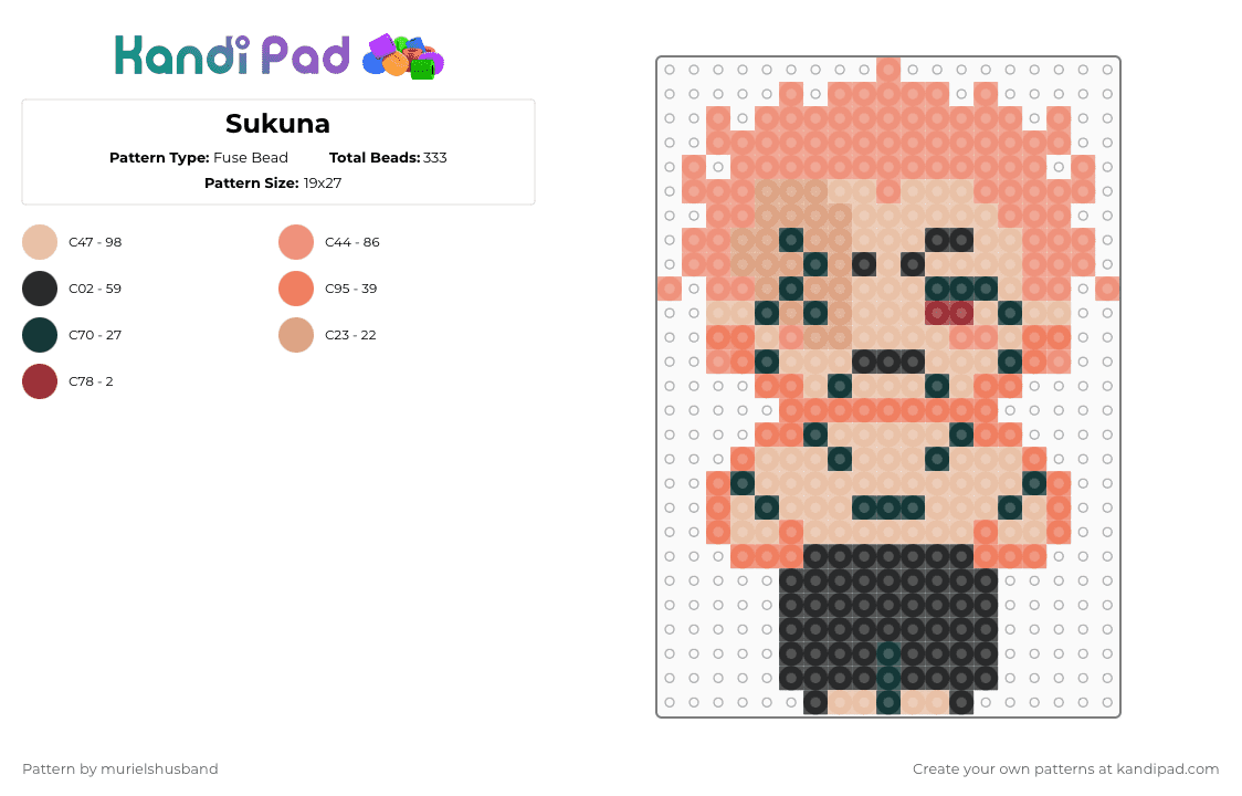 Sukuna Fuse Bead Pattern - Kandi Pad | Kandi Patterns, Fuse Bead ...