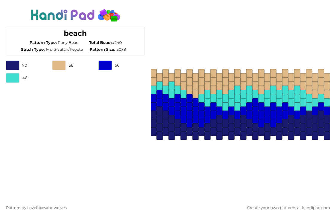 Beach Pony Bead Pattern - Kandi Pad | Kandi Patterns, Fuse Bead ...