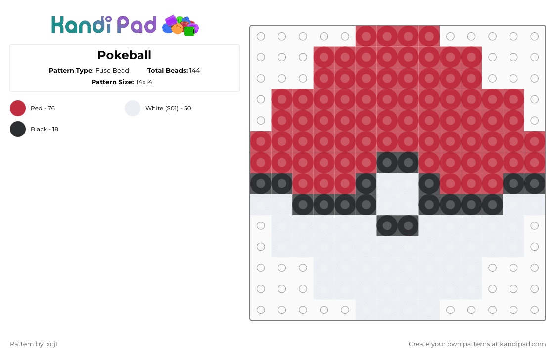 Pokeball Fuse Bead Pattern - Kandi Pad | Kandi Patterns, Fuse Bead ...
