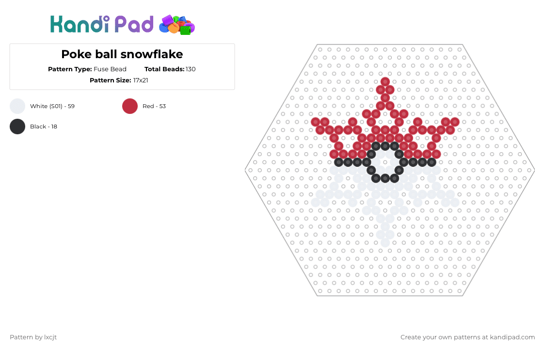 Poke ball snowflake Fuse Bead Pattern - Kandi Pad | Kandi Patterns ...