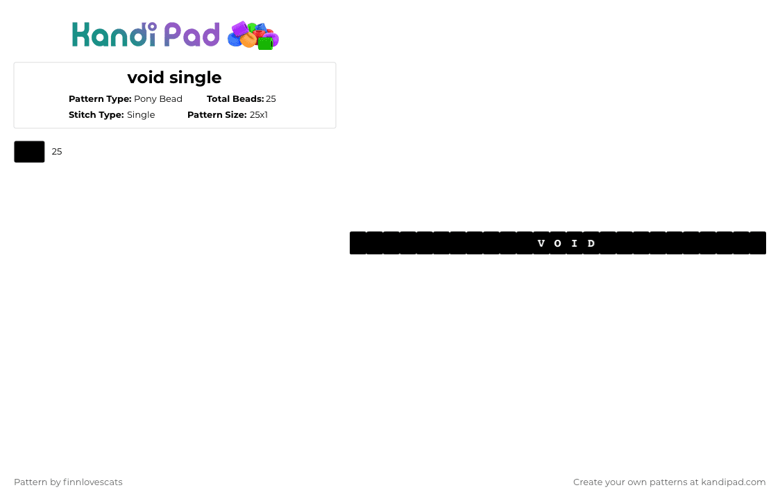 Void single Pony Bead Pattern - Kandi Pad | Kandi Patterns, Fuse Bead ...