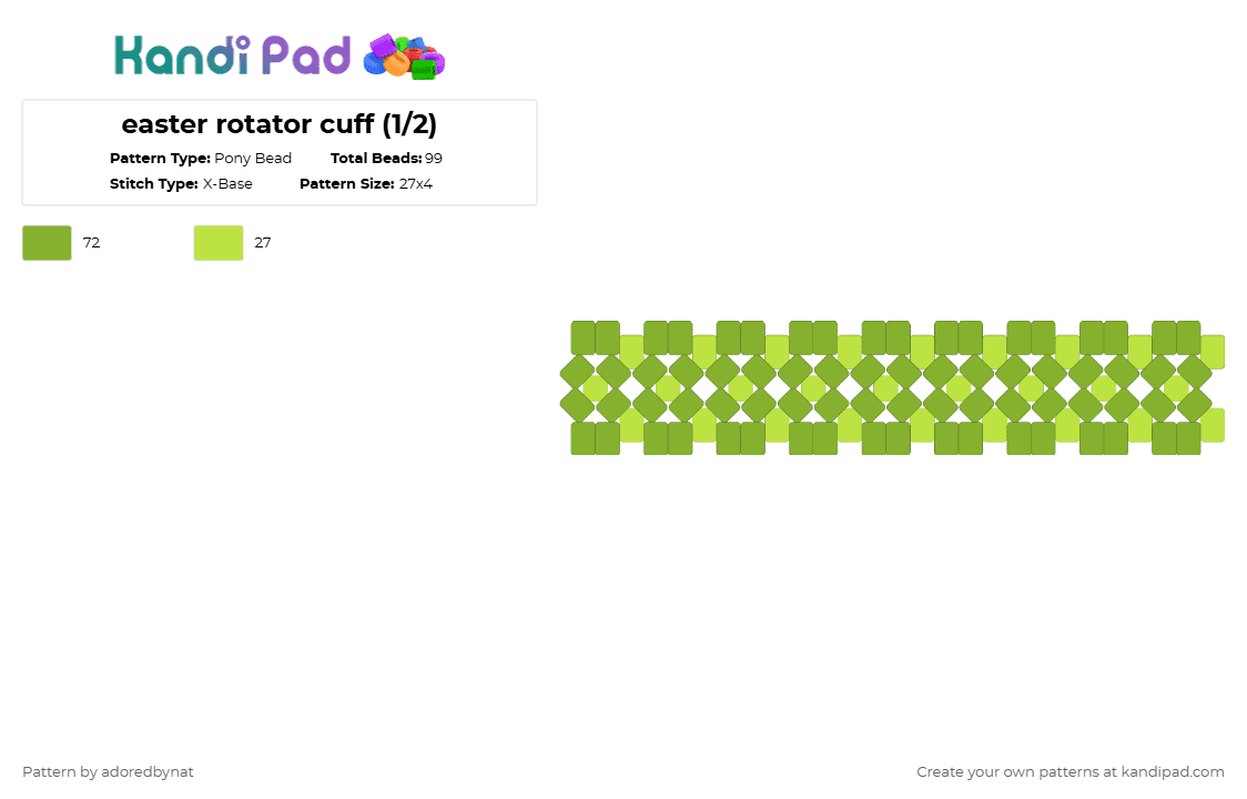 Easter rotator cuff (1/2) Pony Bead Pattern - Kandi Pad | Kandi ...