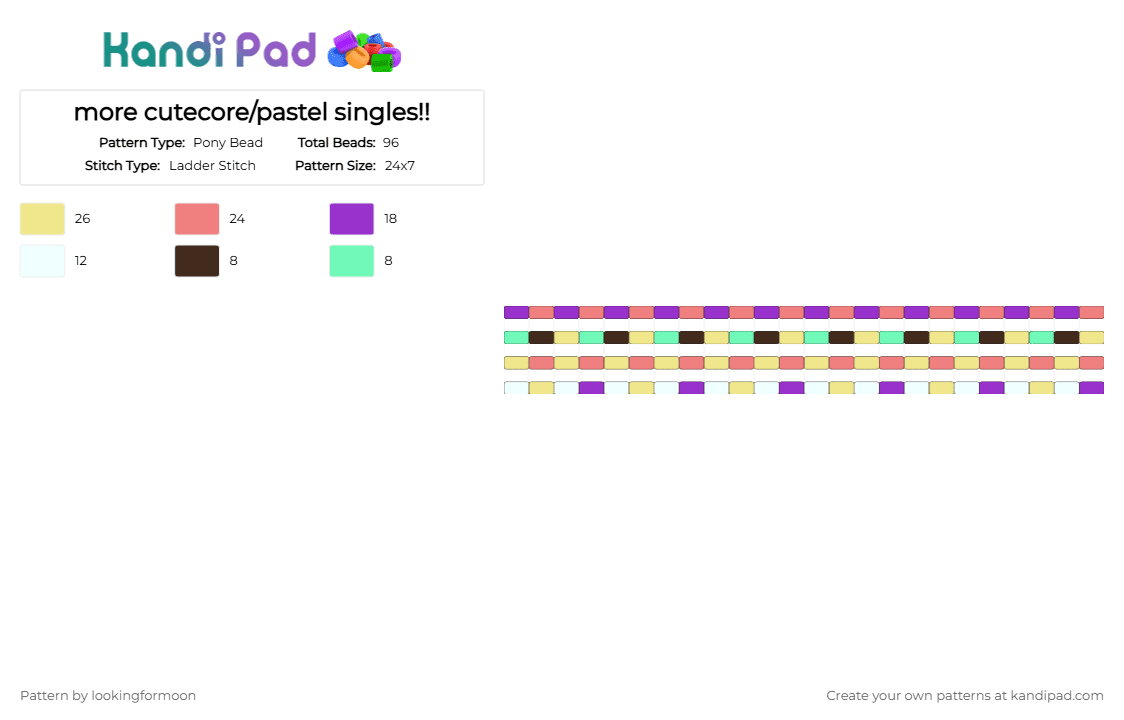 More cutecore/pastel singles!! Pony Bead Pattern - Kandi Pad | Kandi ...