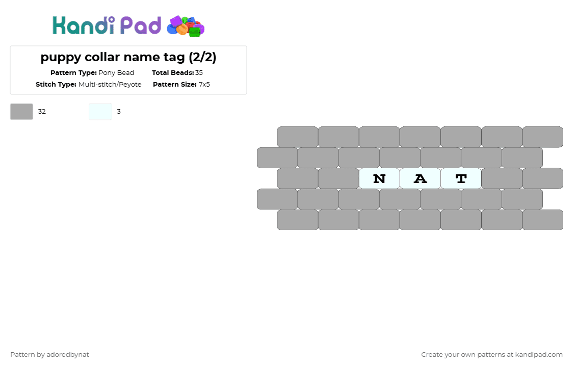 Puppy collar name tag (2/2) Pony Bead Pattern - Kandi Pad | Kandi ...