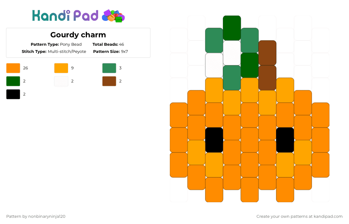 Gourdy charm Pony Bead Pattern - Kandi Pad | Kandi Patterns, Fuse Bead ...