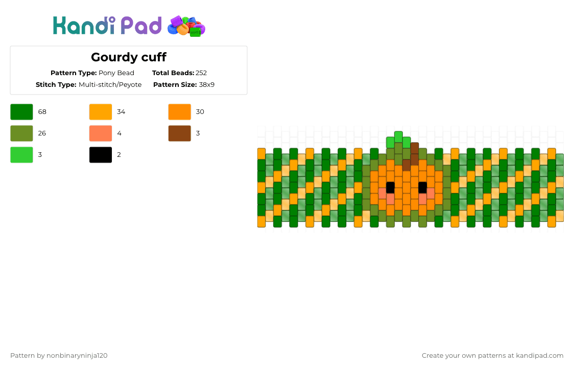 Gourdy cuff Pony Bead Pattern - Kandi Pad | Kandi Patterns, Fuse Bead ...
