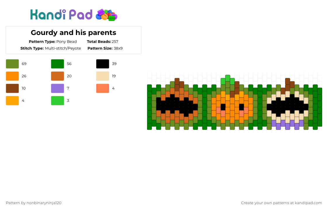 Gourdy and his parents Pony Bead Pattern - Kandi Pad | Kandi Patterns ...