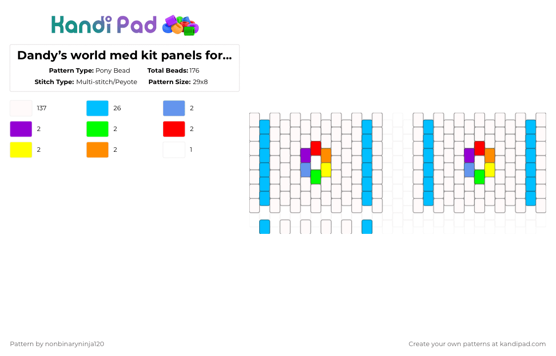 Dandy’s world med kit panels for cosplay Pony Bead Pattern - Kandi Pad ...