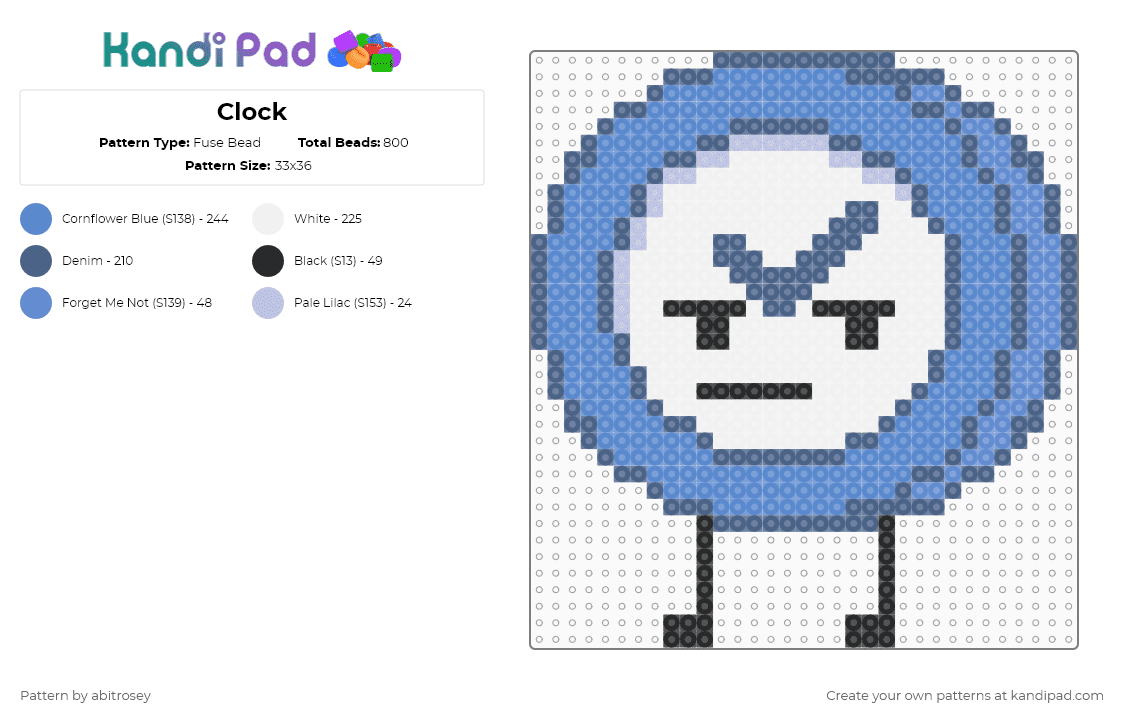 Clock Fuse Bead Pattern - Kandi Pad | Kandi Patterns, Fuse Bead ...