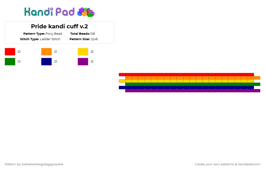 Pride kandi cuff v.2 Pony Bead Pattern - Kandi Pad | Kandi Patterns ...