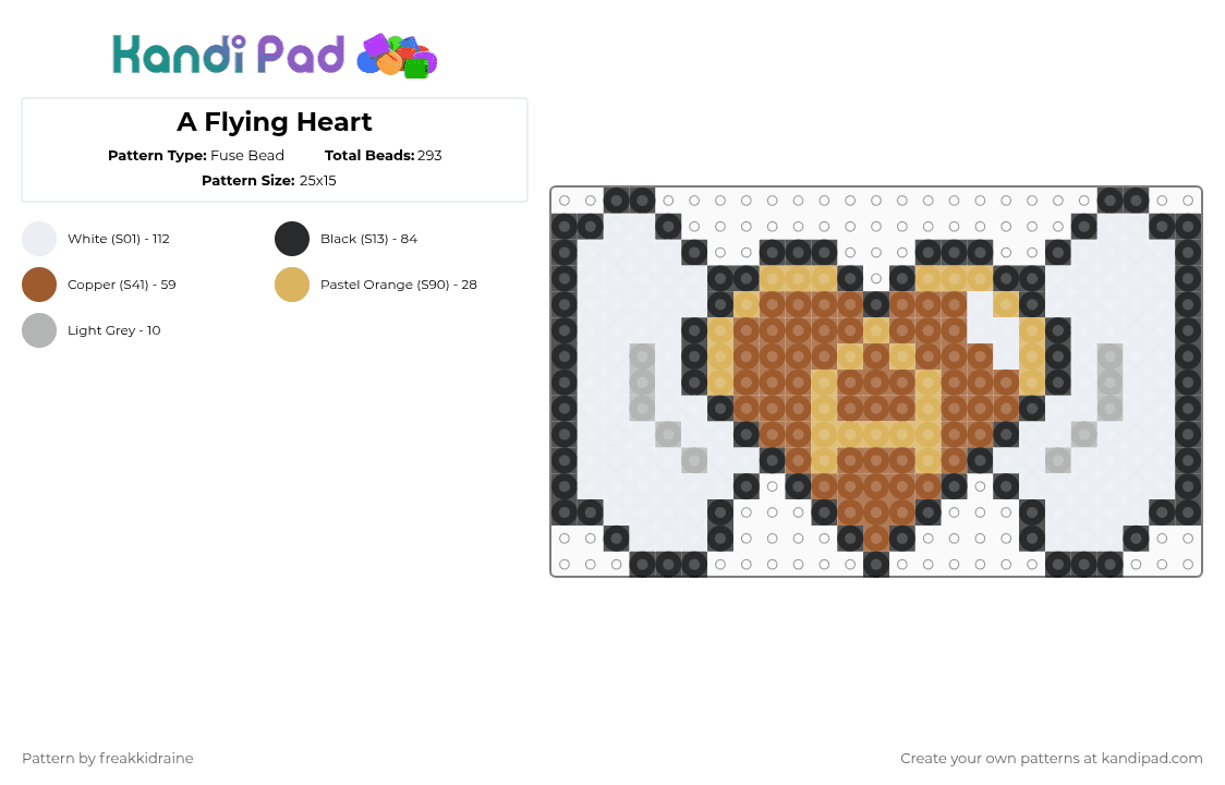 A Flying Heart Fuse Bead Pattern - Kandi Pad | Kandi Patterns, Fuse ...