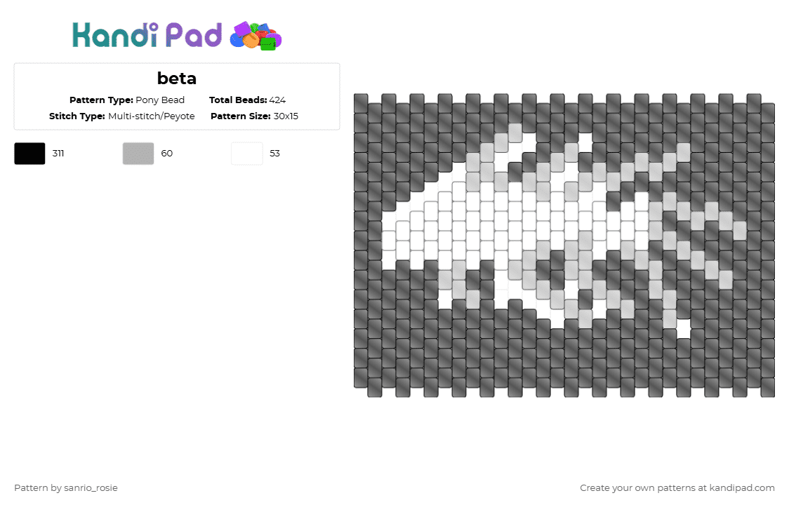 Beta Pony Bead Pattern - Kandi Pad | Kandi Patterns, Fuse Bead Patterns ...