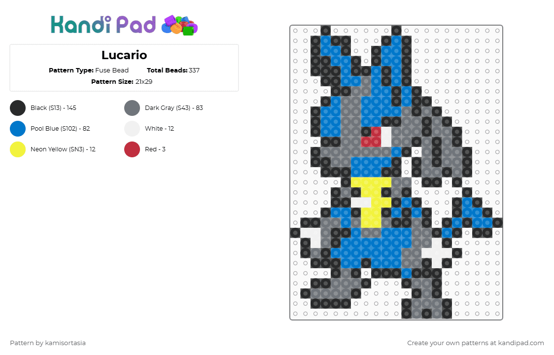 Lucario Fuse Bead Pattern - Kandi Pad | Kandi Patterns, Fuse Bead ...