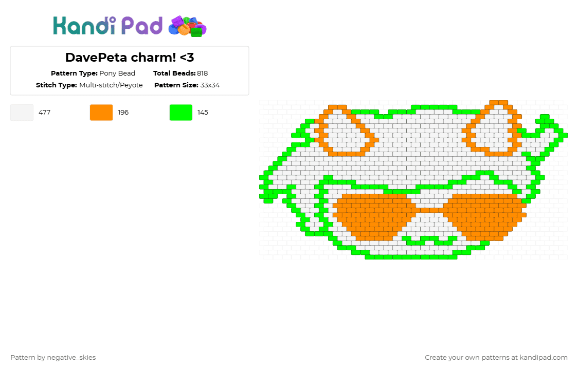 DavePeta charm! Pony Bead Pattern - Kandi Pad | Kandi Patterns, Fuse ...