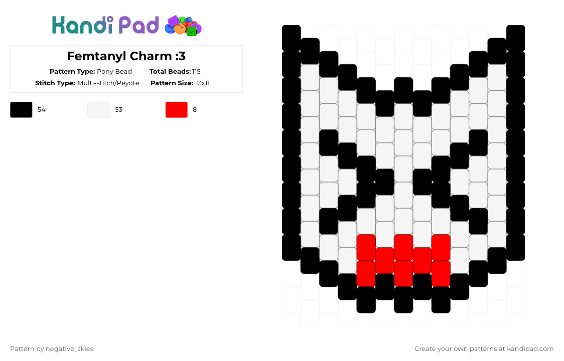 Femtanyl Charm :3 Pony Bead Pattern - Kandi Pad | Kandi Patterns, Fuse ...