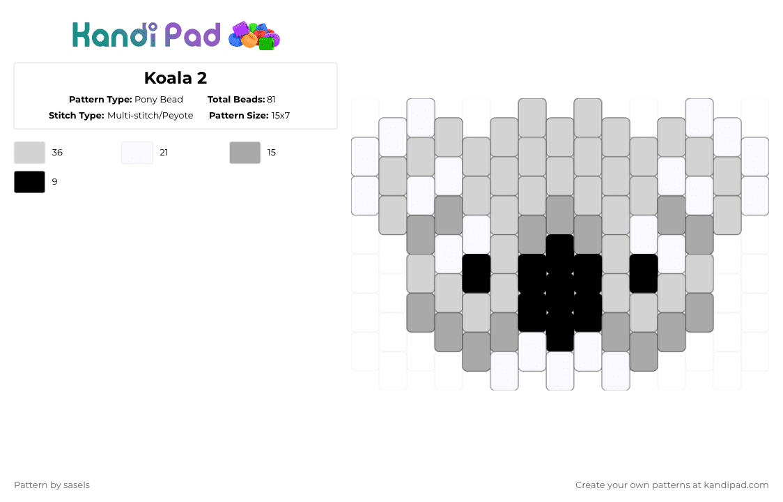 Koala 2 Pony Bead Pattern Kandi Pad Kandi Patterns Fuse Bead