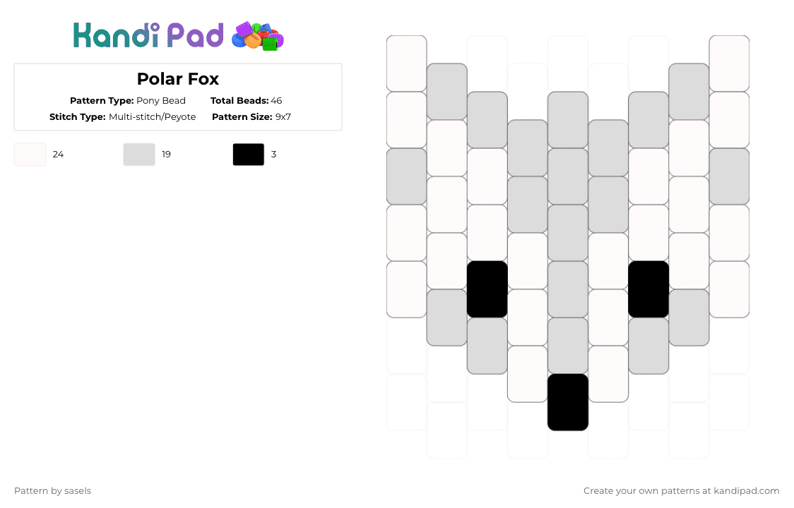 Polar Fox Pony Bead Pattern - Kandi Pad | Kandi Patterns, Fuse Bead ...