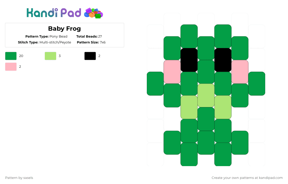 Baby Frog Pony Bead Pattern - Kandi Pad | Kandi Patterns, Fuse Bead ...