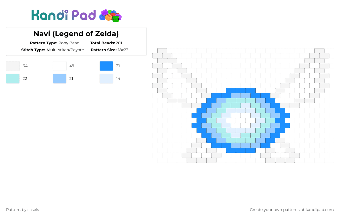 Navi (Legend of Zelda) Pony Bead Pattern - Kandi Pad | Kandi Patterns ...
