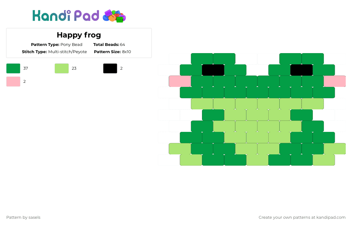 Happy frog Pony Bead Pattern - Kandi Pad | Kandi Patterns, Fuse Bead ...