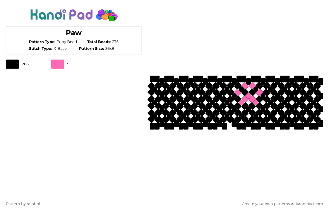 Paw Pony Bead Pattern - Kandi Pad | Kandi Patterns, Fuse Bead Patterns ...