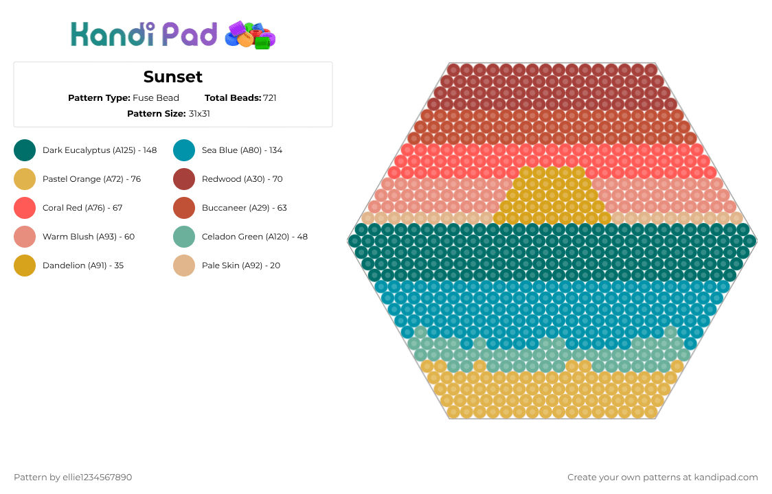 Sunset Fuse Bead Pattern - Kandi Pad | Kandi Patterns, Fuse Bead ...