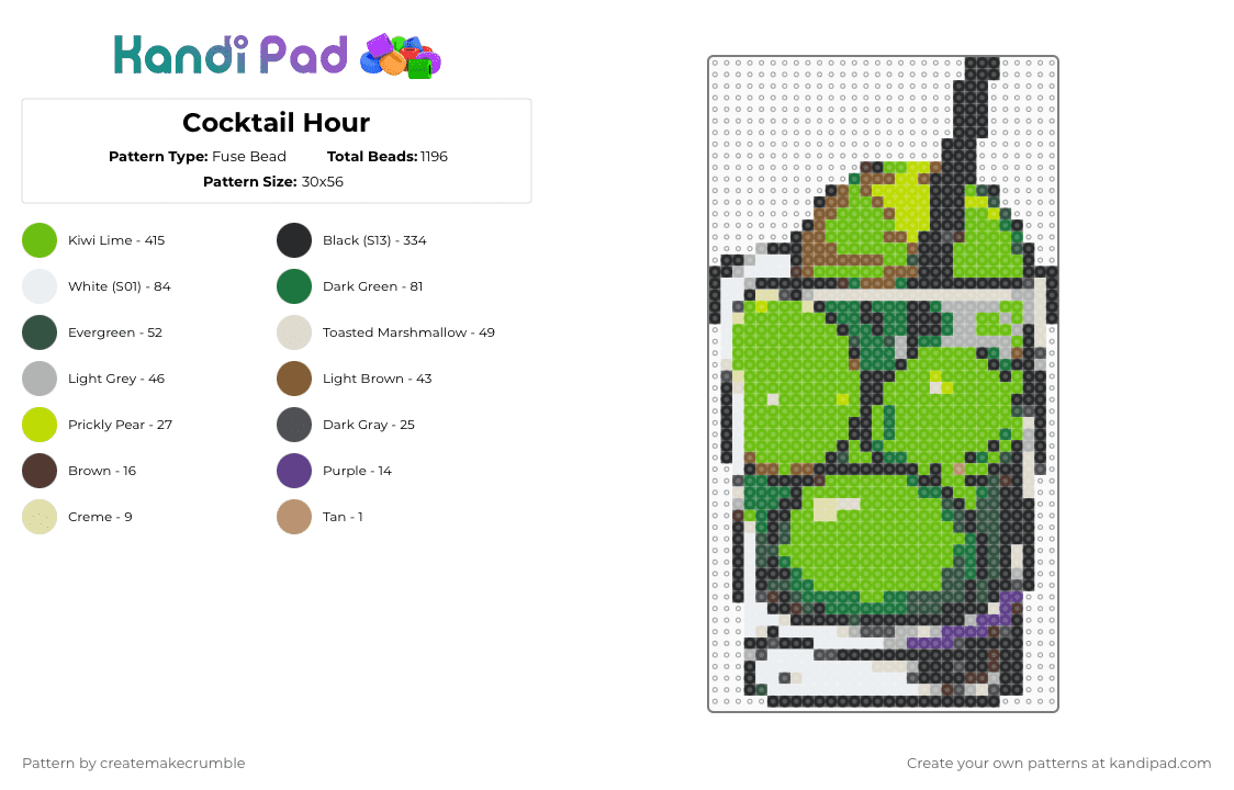 Cocktail Hour Fuse Bead Pattern - Kandi Pad | Kandi Patterns, Fuse Bead ...