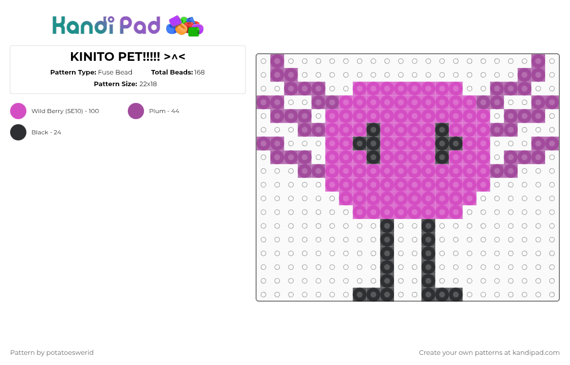 KINITO PET!!!!! >^ Fuse Bead Pattern - Kandi Pad | Kandi Patterns, Fuse ...