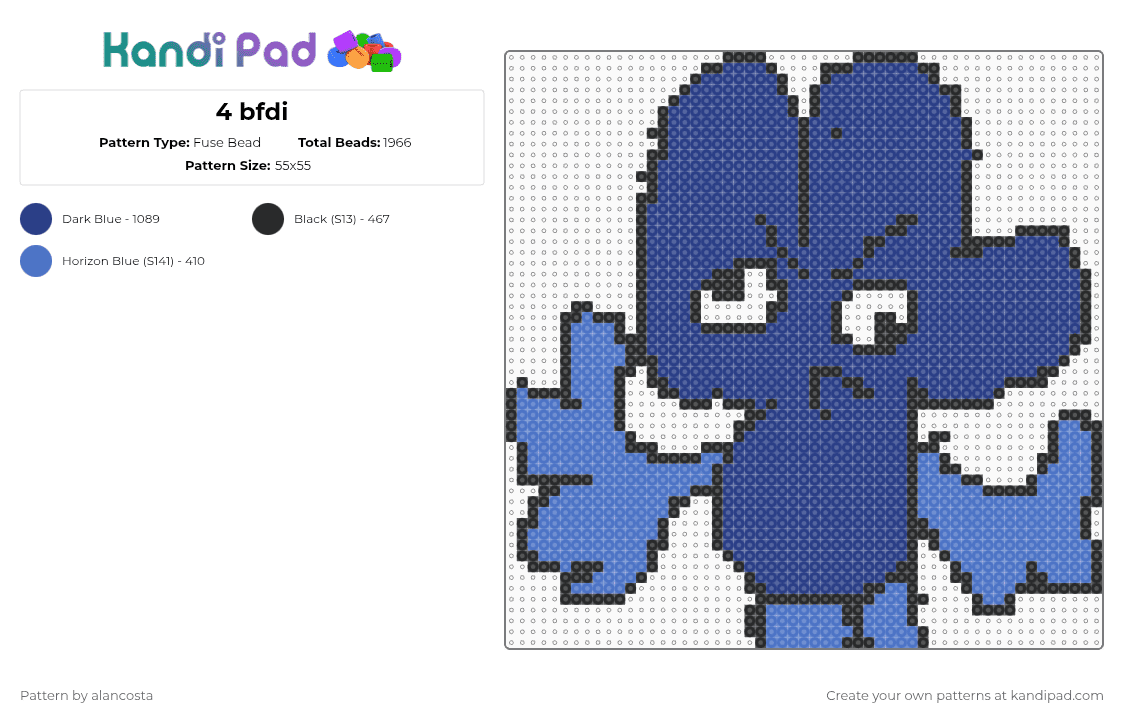 4 bfdi Fuse Bead Pattern - Kandi Pad | Kandi Patterns, Fuse Bead ...
