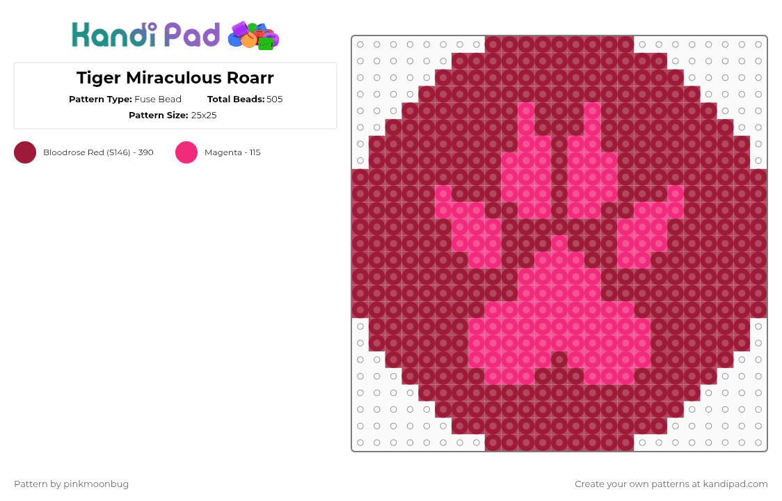 Tiger Miraculous Roarr Fuse Bead Pattern - Kandi Pad | Kandi Patterns ...