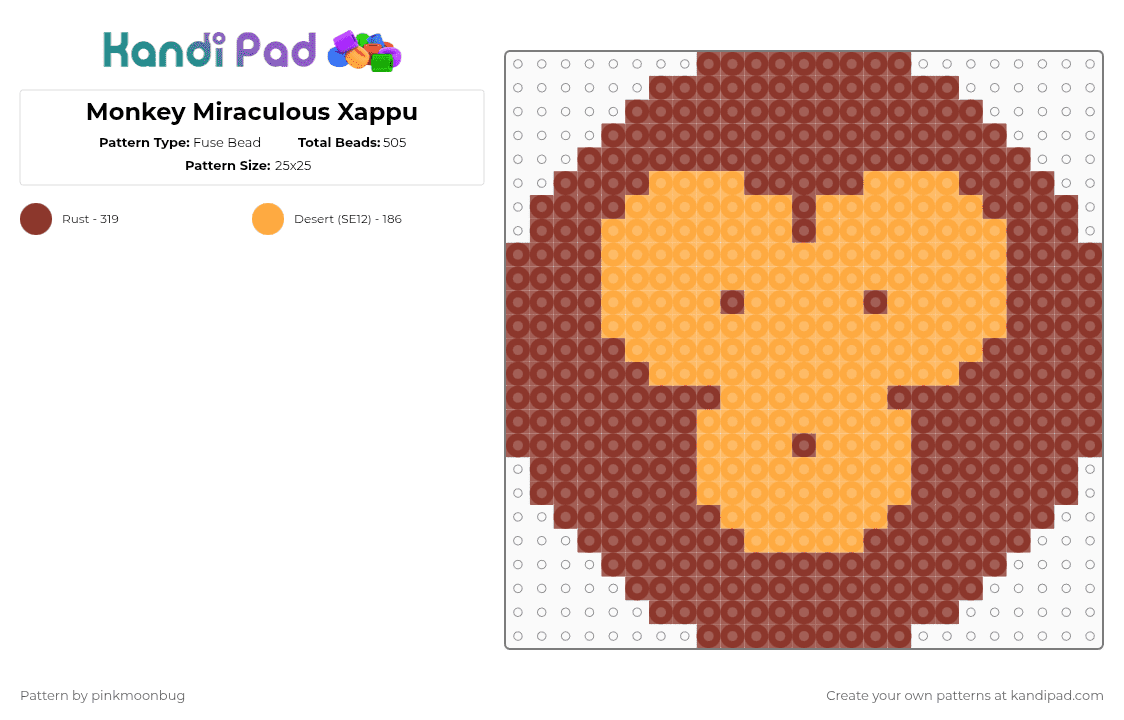 Monkey Miraculous Xuppu Fuse Bead Pattern - Kandi Pad | Kandi Patterns ...