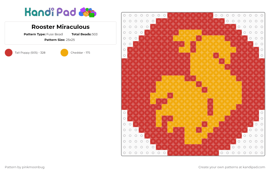 Rooster Miraculous Orikko Fuse Bead Pattern - Kandi Pad | Kandi ...