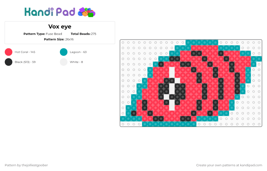 Vox eye Fuse Bead Pattern - Kandi Pad | Kandi Patterns, Fuse Bead ...