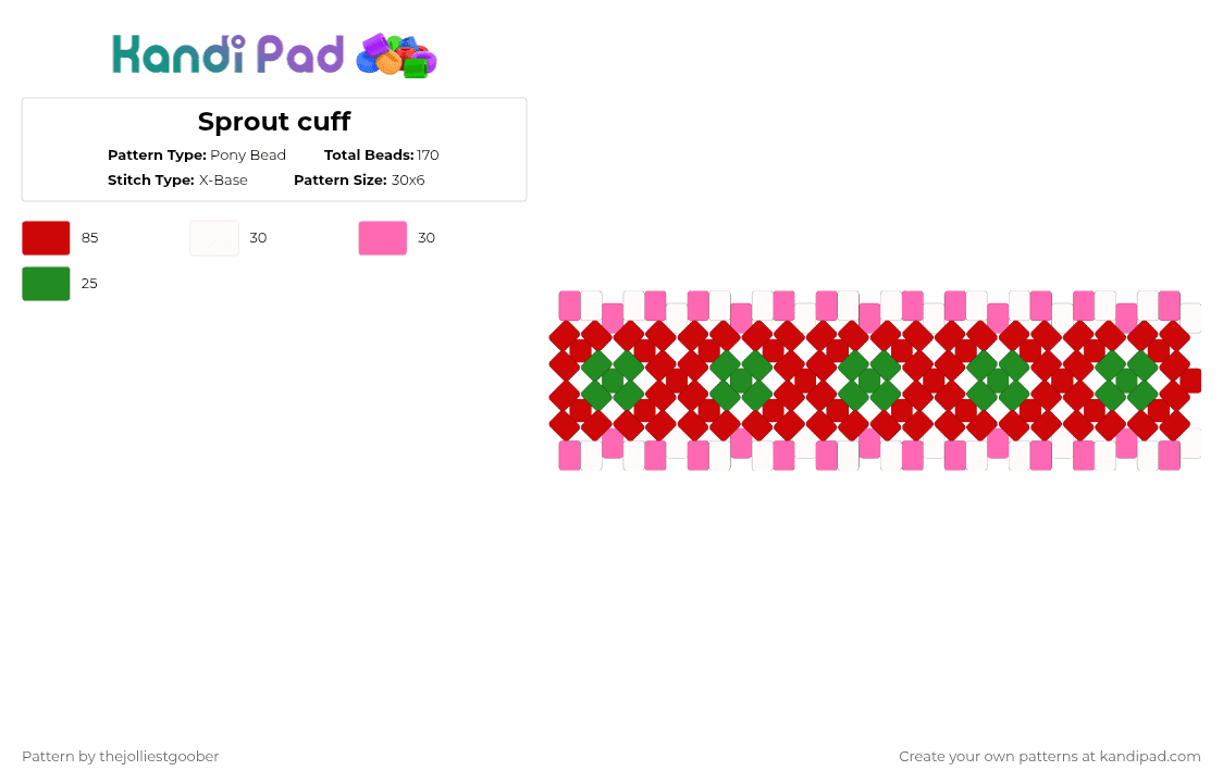 Sprout cuff Pony Bead Pattern - Kandi Pad | Kandi Patterns, Fuse Bead ...