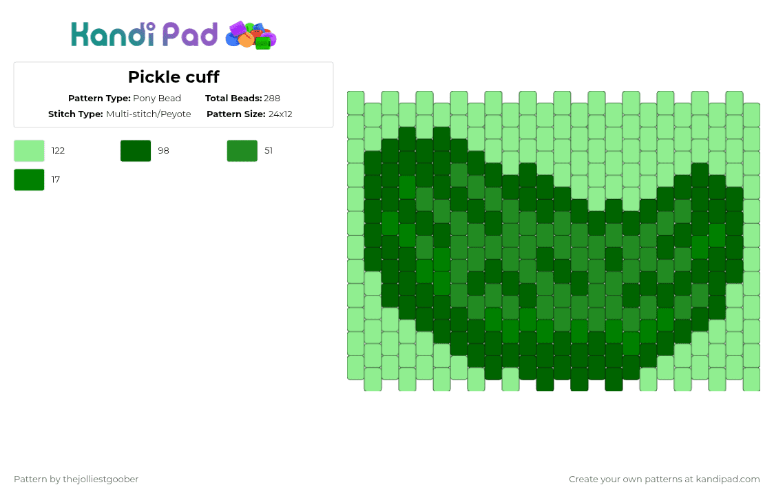 Pickle cuff Pony Bead Pattern - Kandi Pad | Kandi Patterns, Fuse Bead ...
