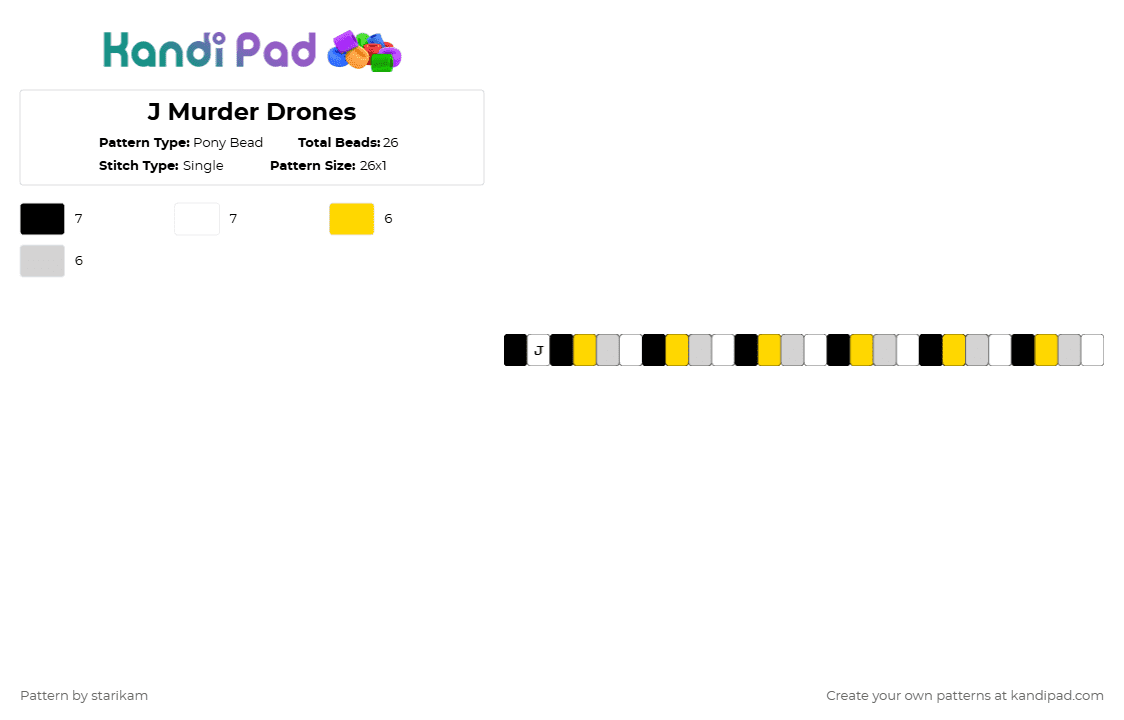 J Murder Drones Pony Bead Pattern - Kandi Pad | Kandi Patterns, Fuse ...