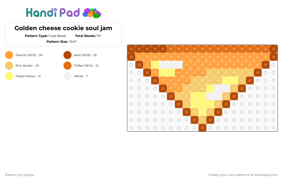 Golden cheese cookie soul jam Fuse Bead Pattern - Kandi Pad | Kandi ...