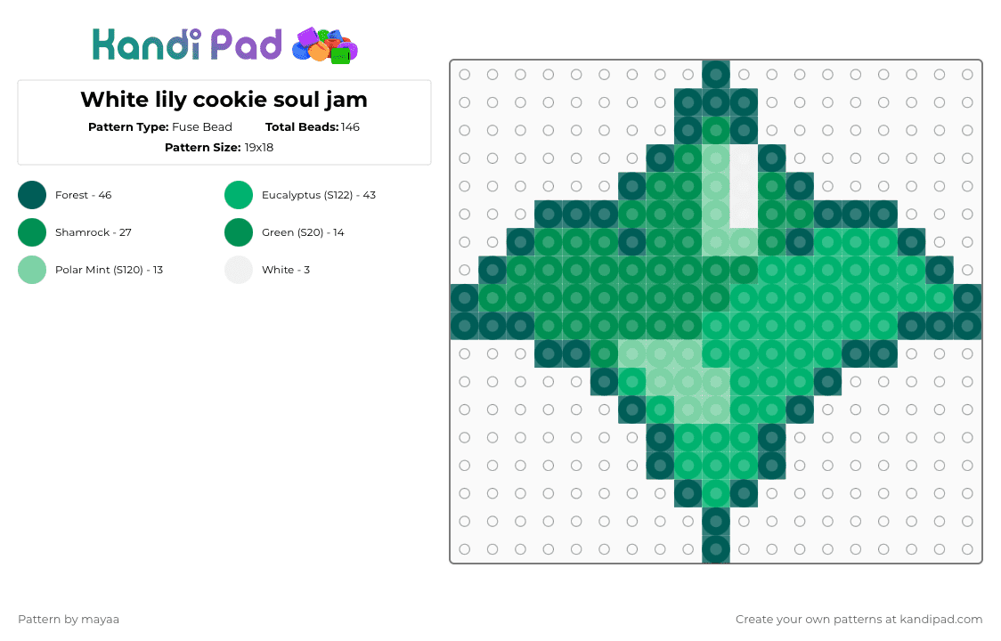 White lily cookie soul jam Fuse Bead Pattern - Kandi Pad | Kandi ...