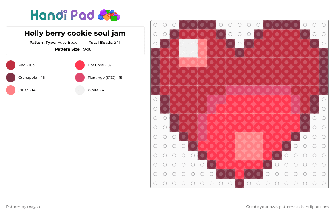 Holly berry cookie soul jam Fuse Bead Pattern - Kandi Pad | Kandi ...