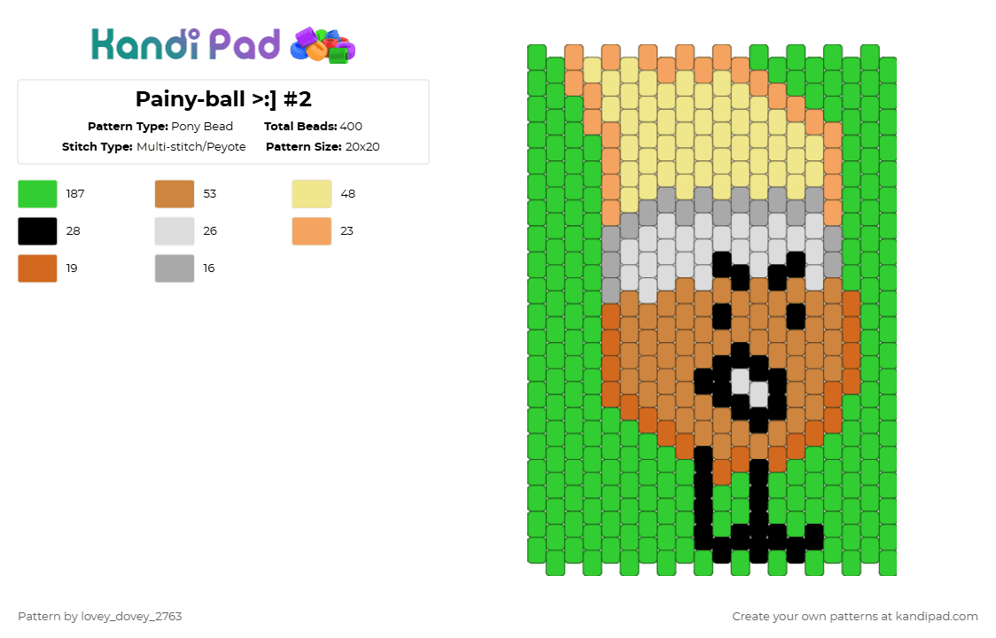 Painy-ball >:] #2 Pony Bead Pattern - Kandi Pad | Kandi Patterns, Fuse ...