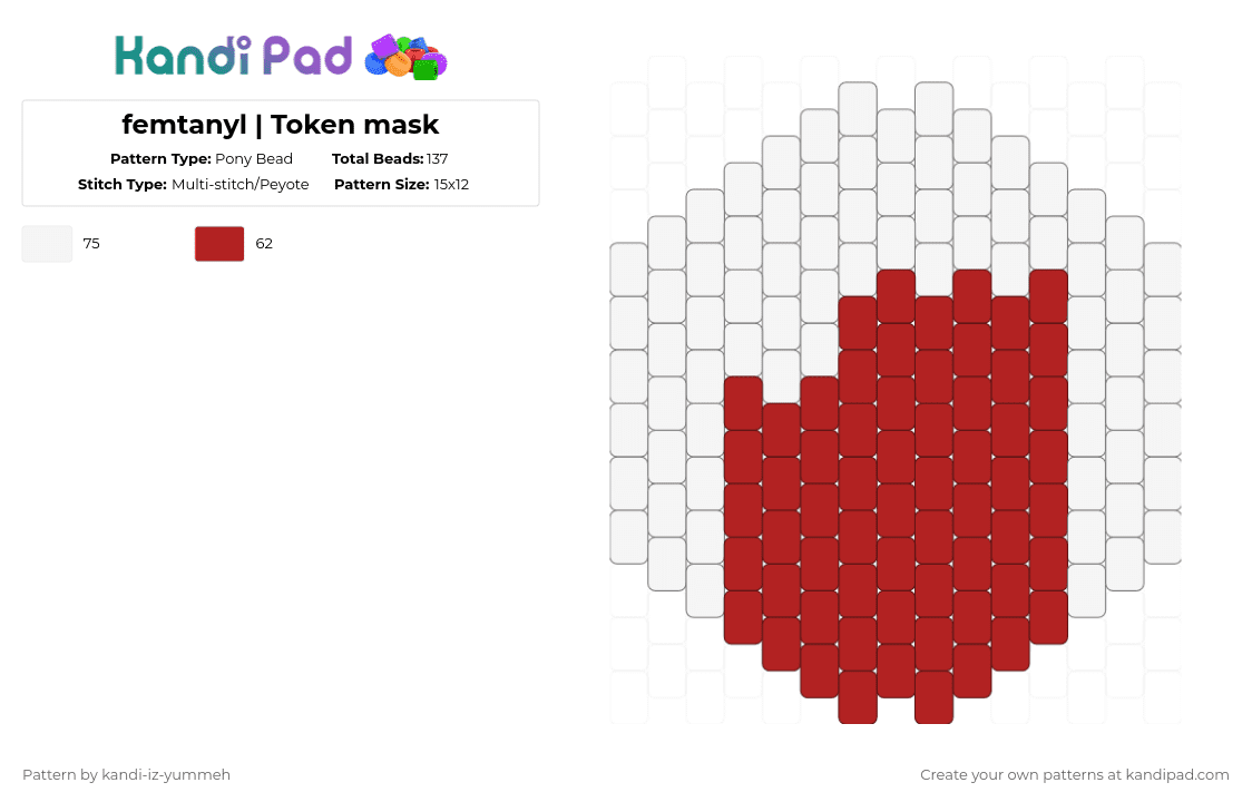 Femtanyl | Token mask Pony Bead Pattern - Kandi Pad | Kandi Patterns ...