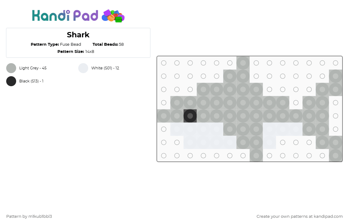 Shark Fuse Bead Pattern - Kandi Pad | Kandi Patterns, Fuse Bead ...