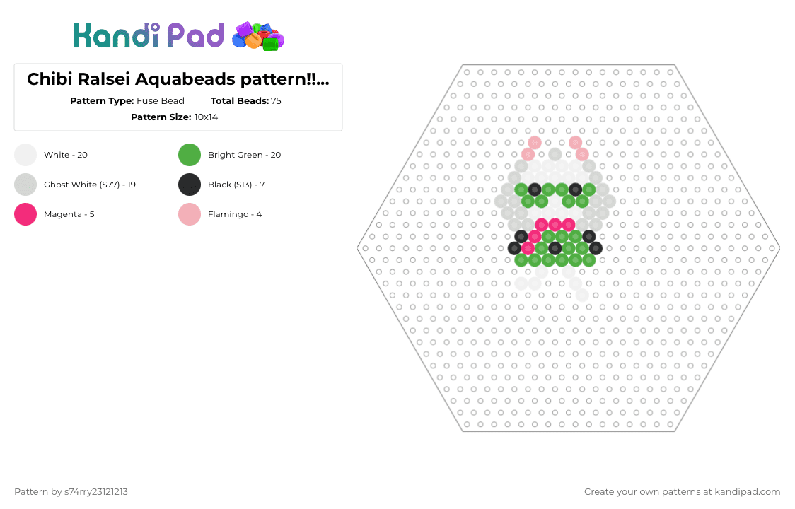 Chibi Ralsei Aquabeads pattern!!!!! :3 Fuse Bead Pattern - Kandi Pad ...