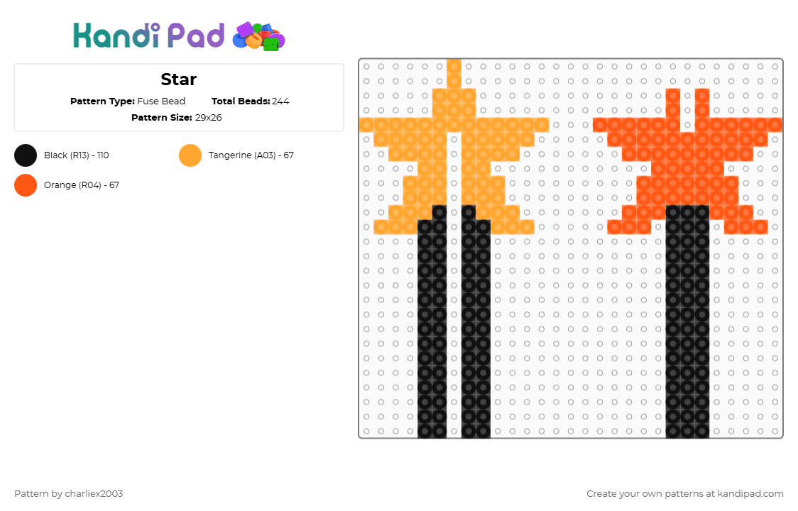 Star Fuse Bead Pattern - Kandi Pad | Kandi Patterns, Fuse Bead Patterns ...